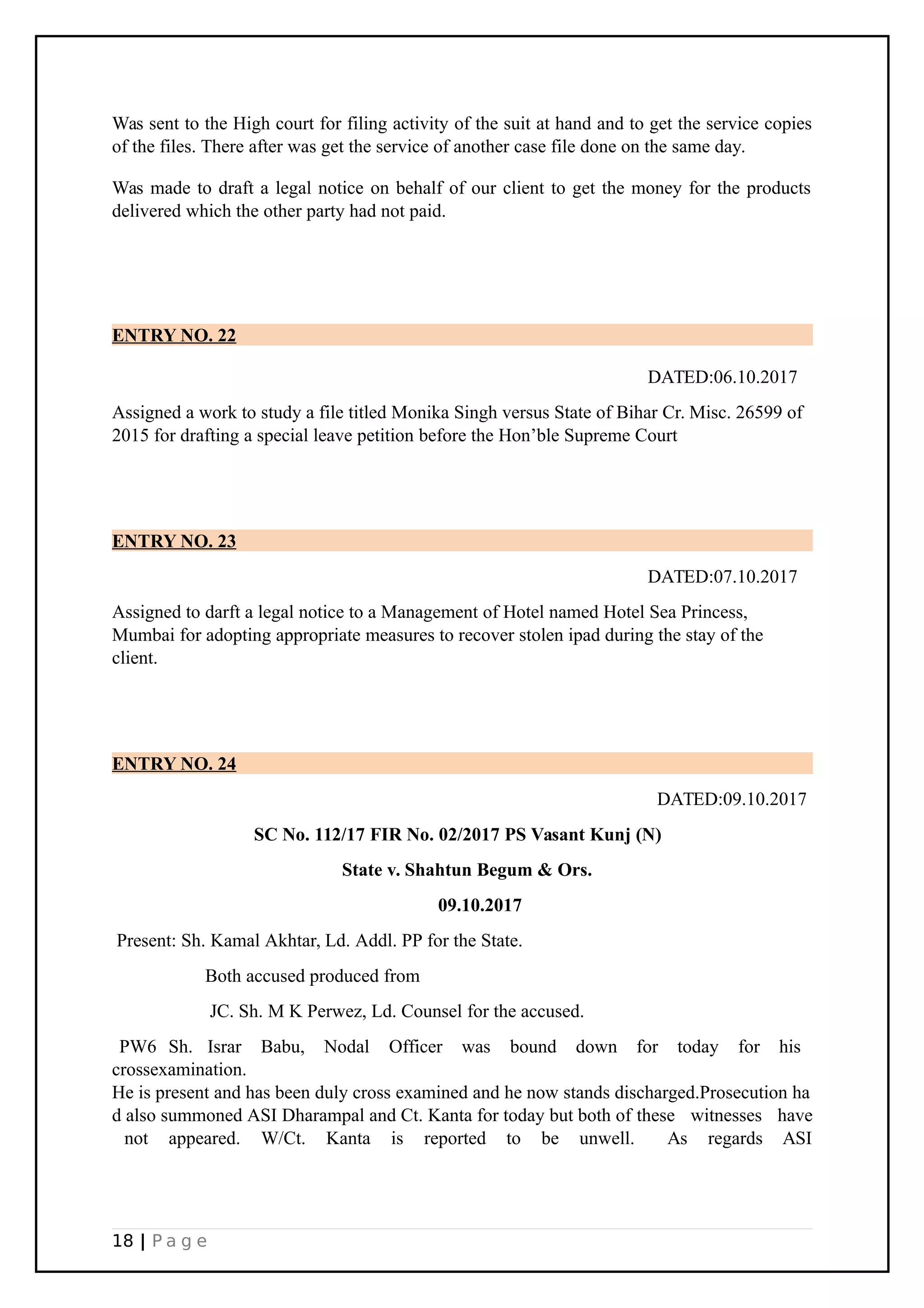 COURT DIARY / INTERNSHIP REPORT | PDF