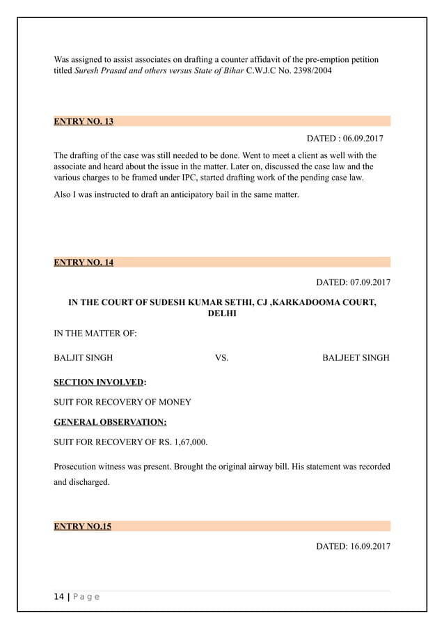 COURT DIARY / INTERNSHIP REPORT | PDF