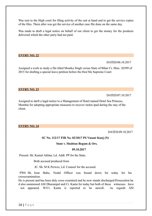COURT DIARY / INTERNSHIP REPORT | PDF