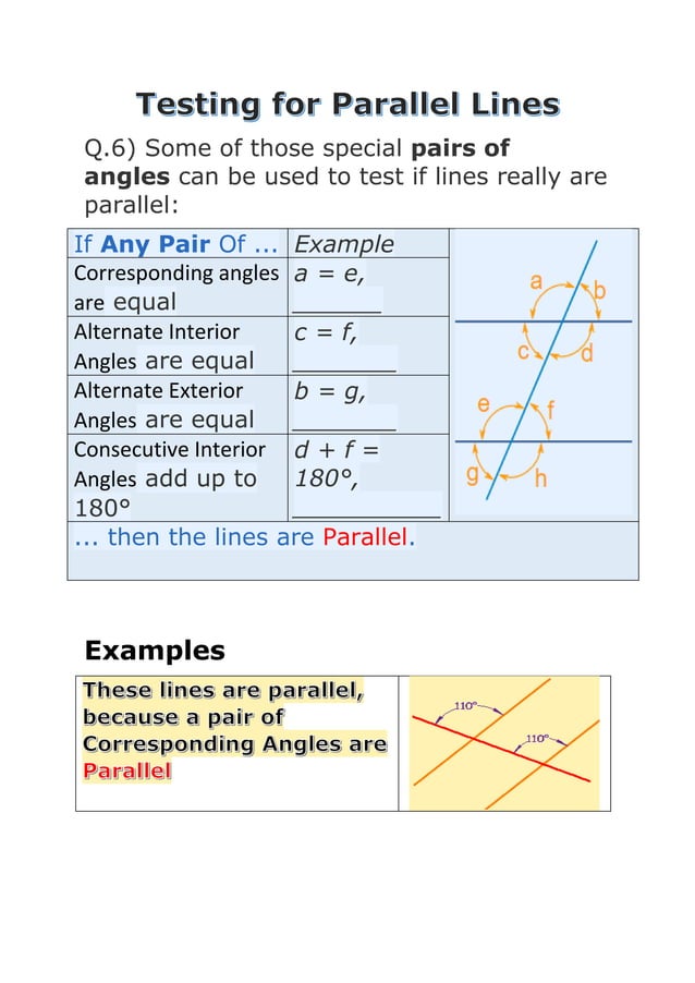 Properties of angles formed by parallel lines ( grade 8) | PDF