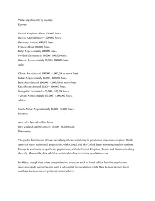 A COMPREHENSIVE SURVEY OF GLOBAL FOX POPULATIONS BY COUNTRY | PDF