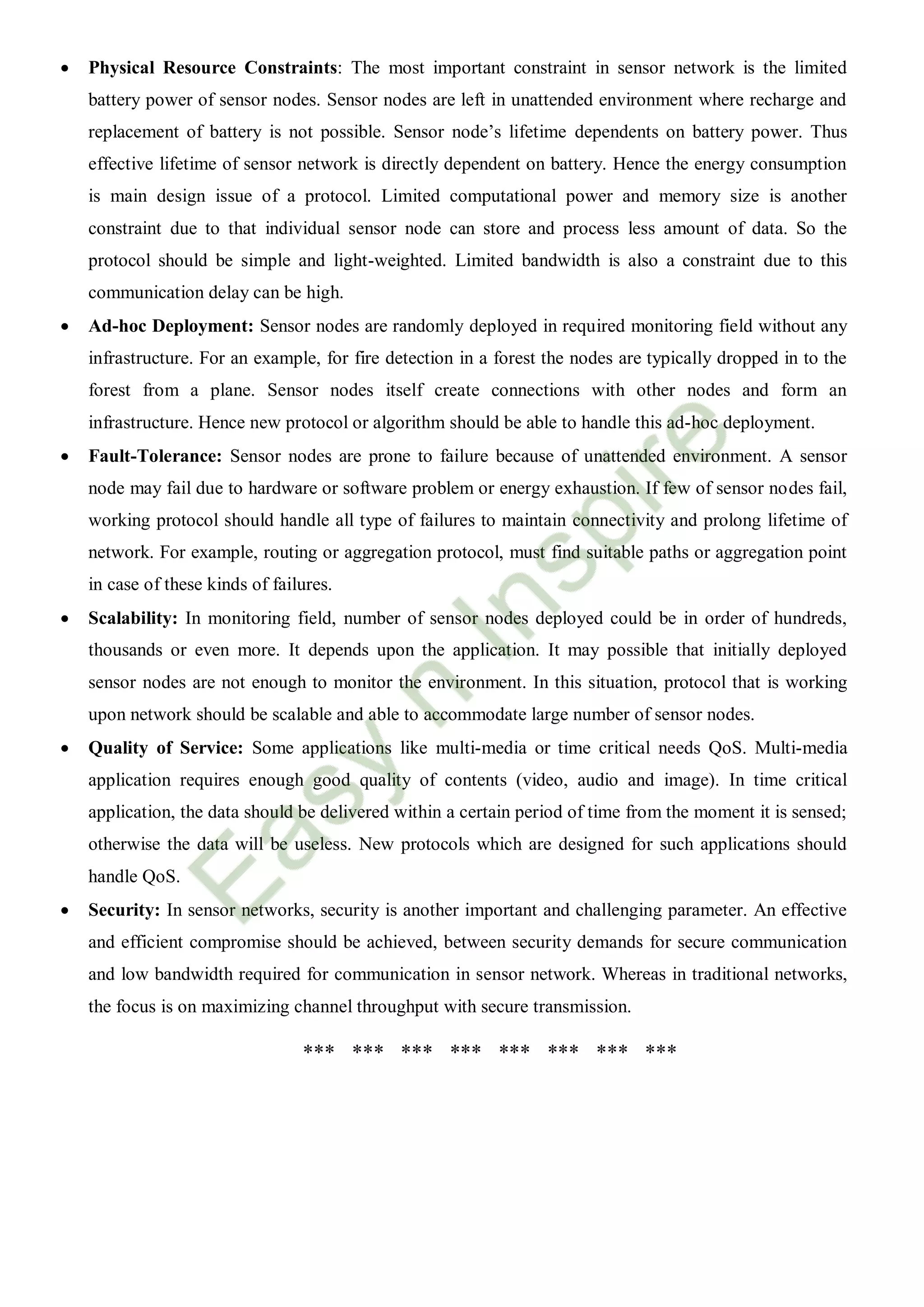 Wireless Sensor Networks UNIT-1 | PDF