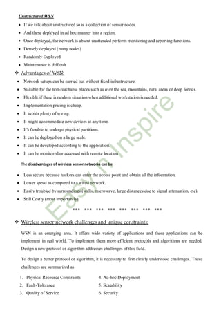 Wireless Sensor Networks UNIT-1 | PDF