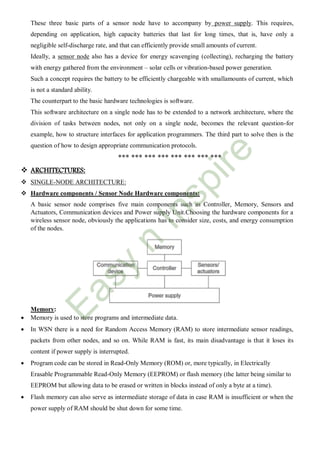 Wireless Sensor Networks UNIT-1 | PDF