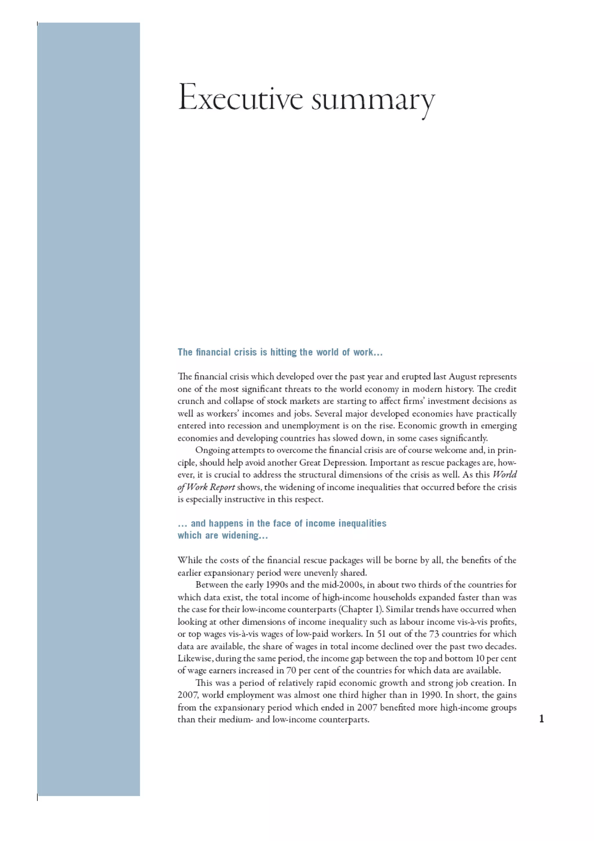 Ilo World Of Work Report 2008 | PDF