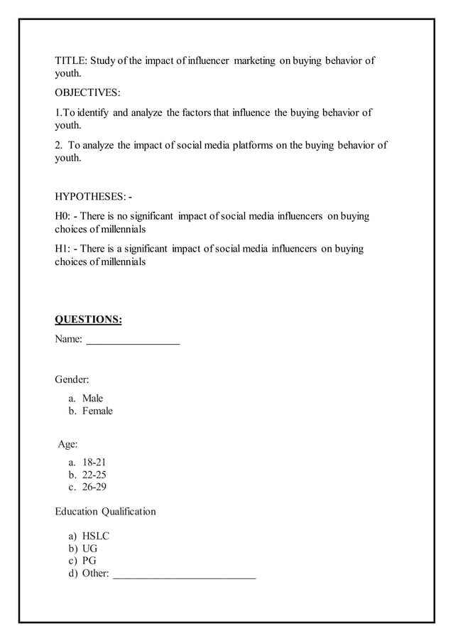 Ilp 2 questionnaire (1) new | PDF