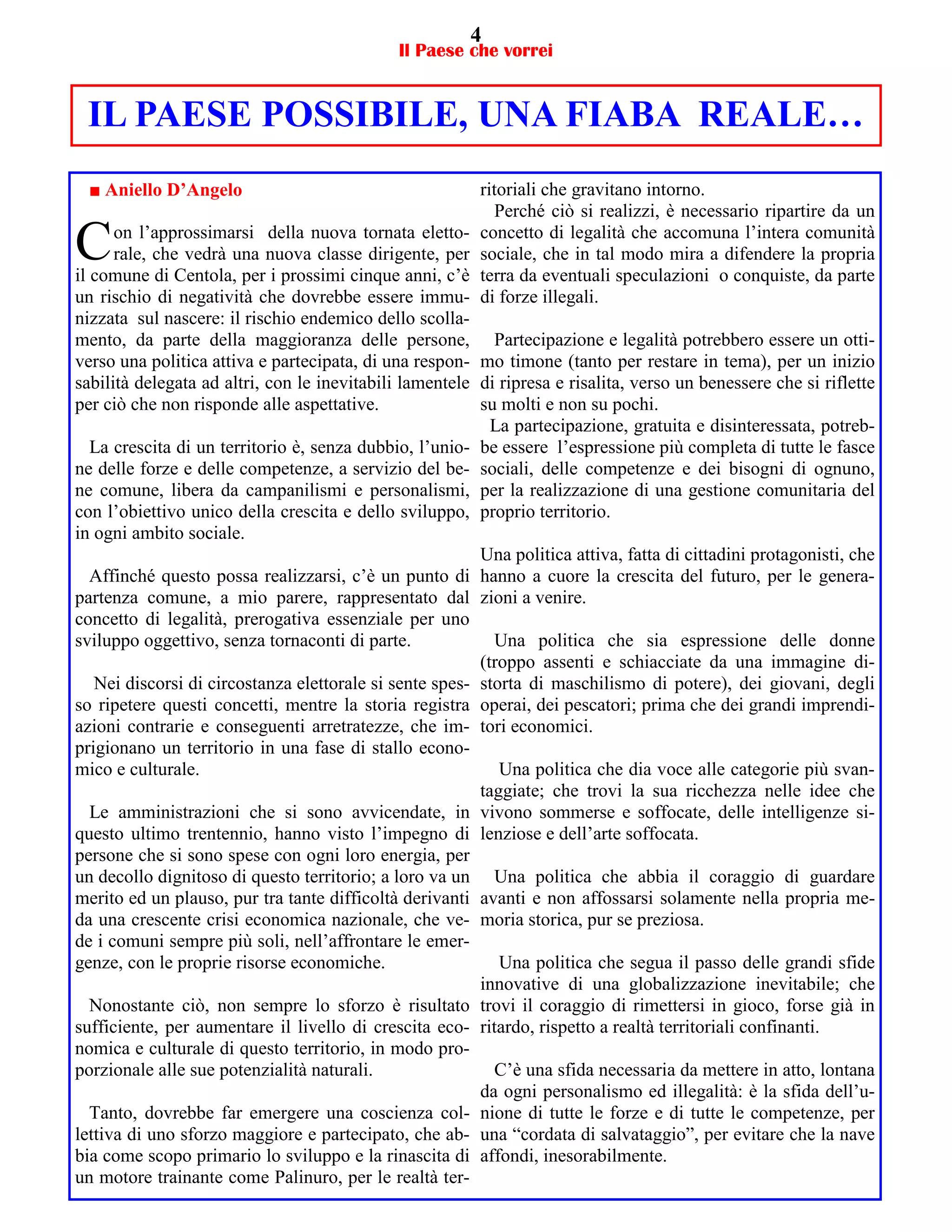 Il Paese che Vorrei - Movimento Politico | PDF