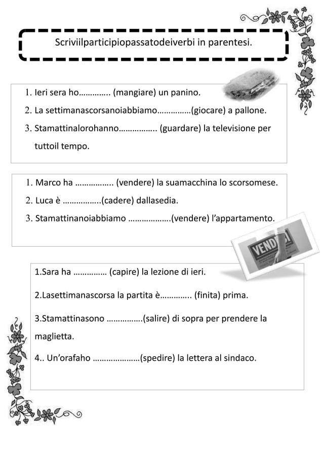 Il passato prossimo nota attiva esercizi | PDF