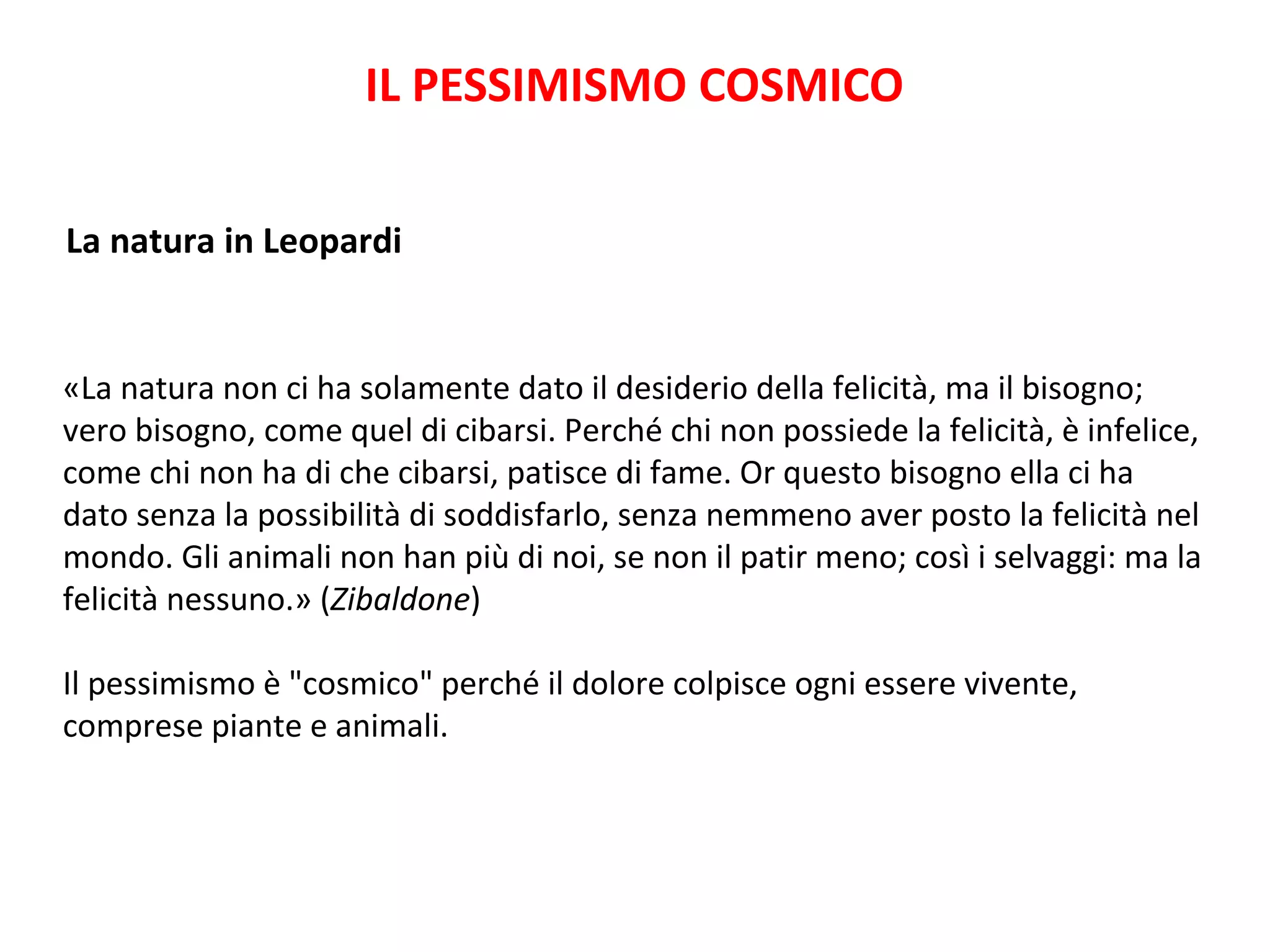 Il pessimismo leopardiano | PPT