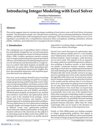 Ilp modeling with excel | PDF