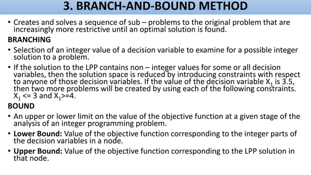Integer Linear Programming | PPTX