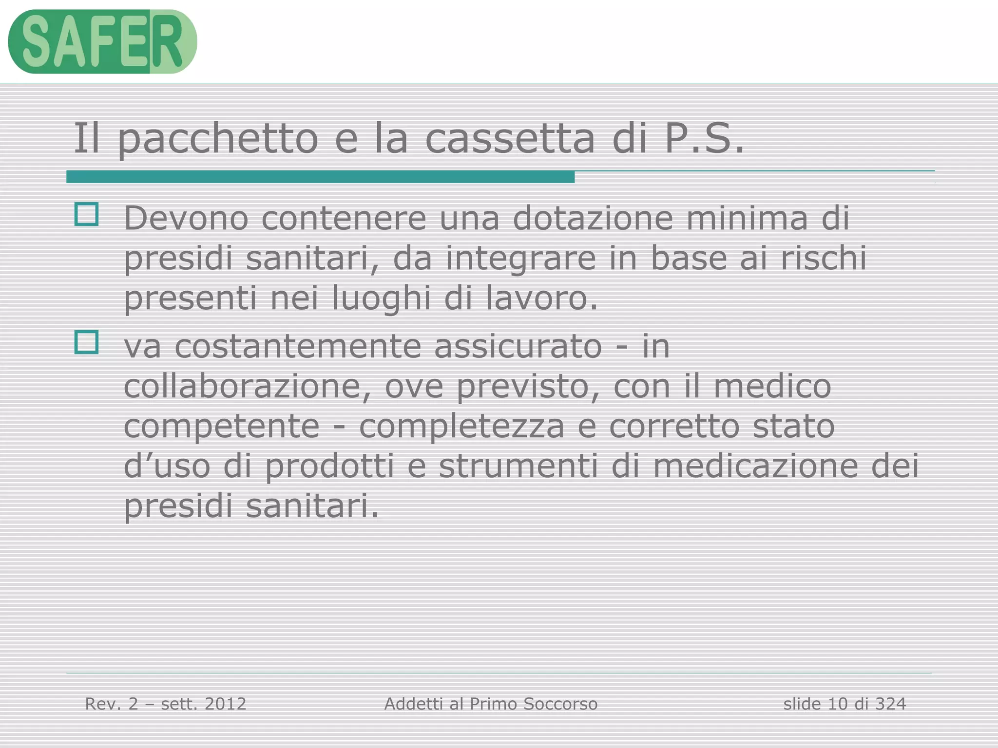 Il primo soccorso nei luoghi di lavoro | PPT