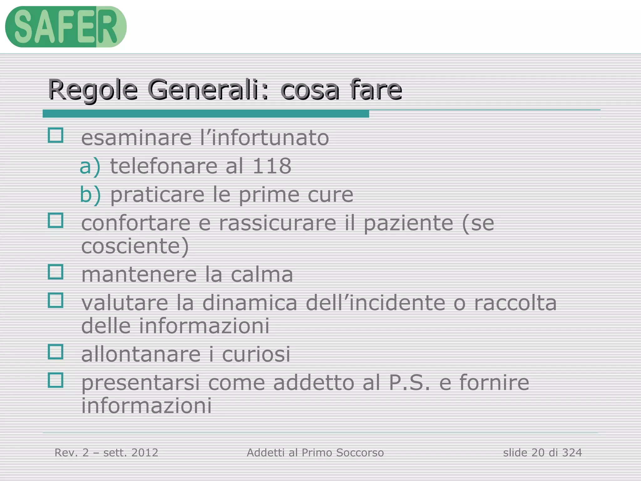 Il primo soccorso nei luoghi di lavoro | PPT