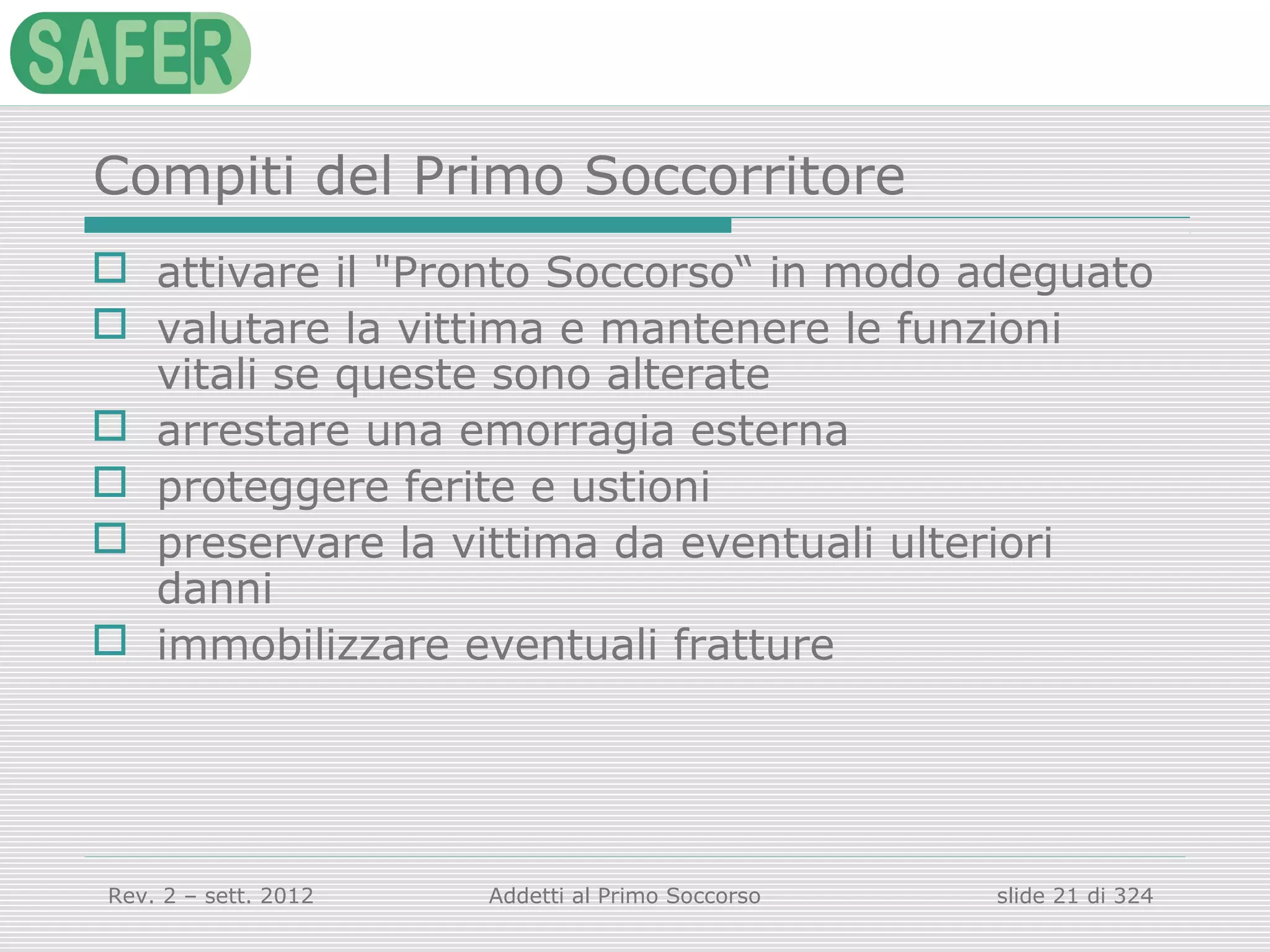 Il primo soccorso nei luoghi di lavoro | PPT