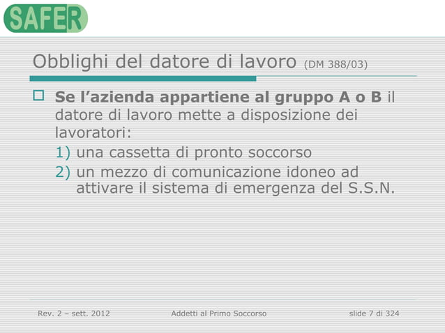 Il primo soccorso nei luoghi di lavoro | PPT | First Aid | Injuries