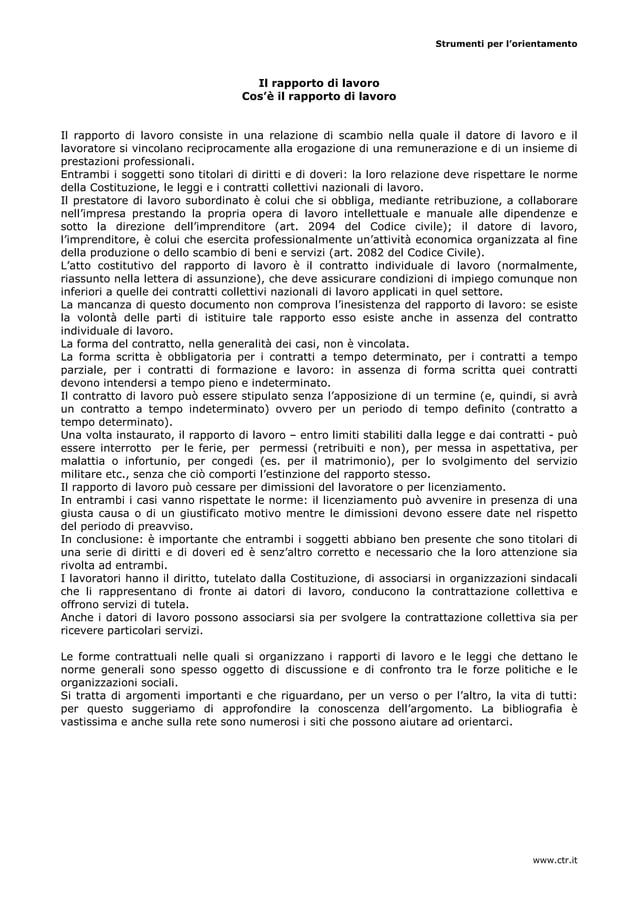 Il rapporto di lavoro | PDF