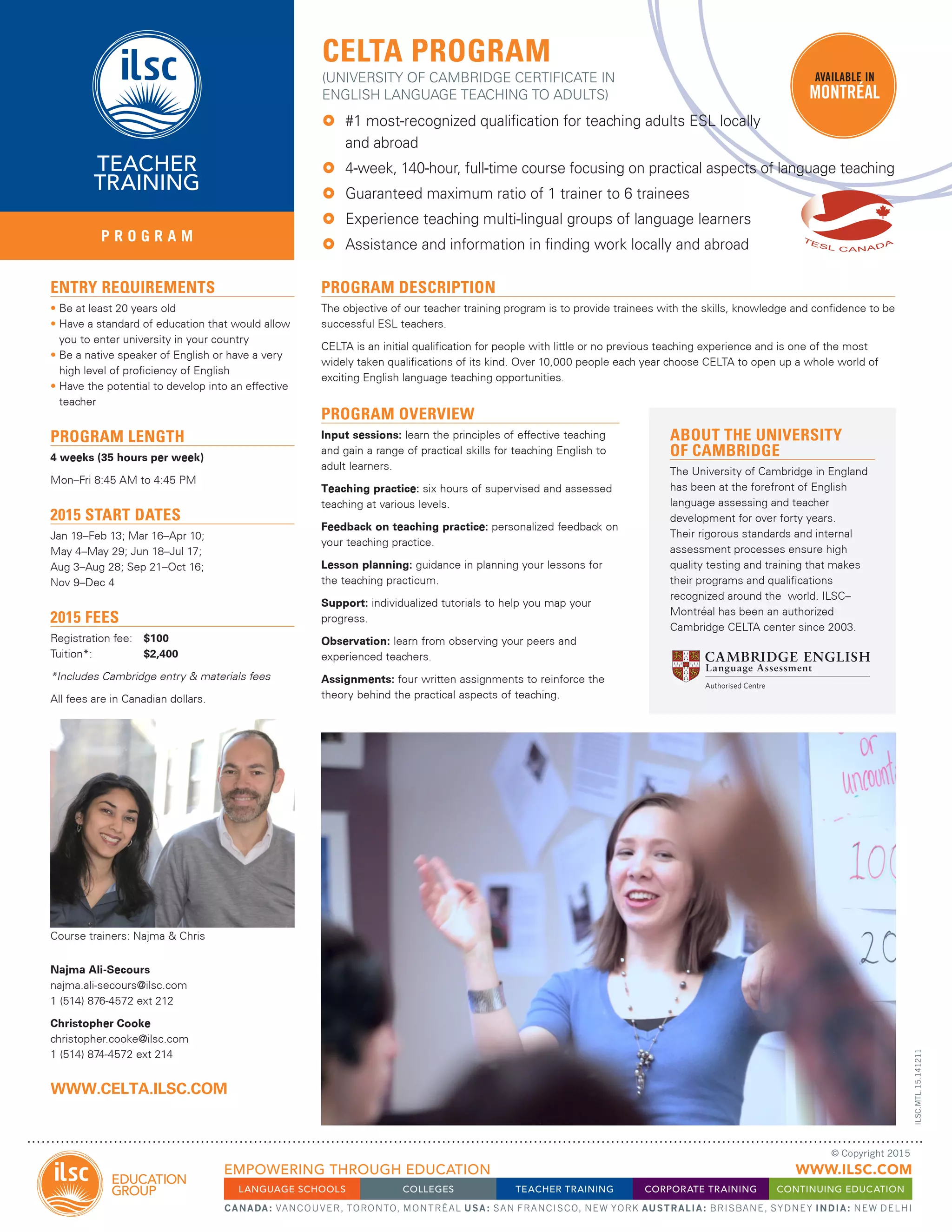 Ilsc montreal celta brochure | PDF | Workshops and Classes | Hobbies & Interests