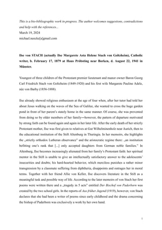 Ilse von Stach (1879-1941). A bio-bibliographic work in progress | PDF