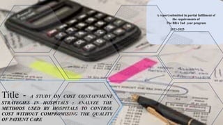 ILS hospital, cost containment strategy. | PPTX