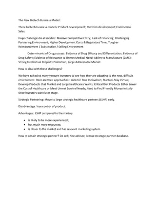 Ilsi biomed abstract submission the new biotech business model 3 13 | PDF