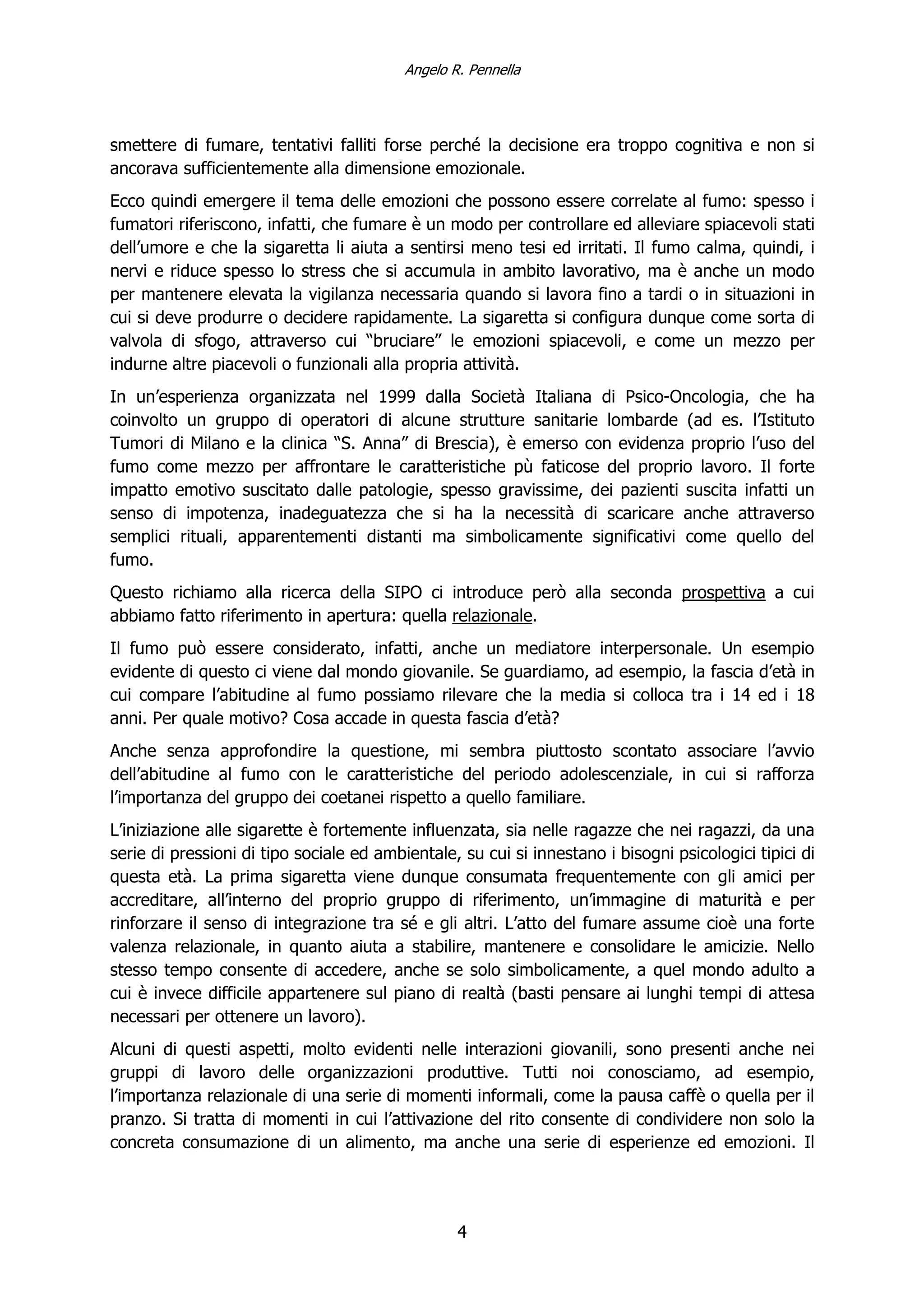 Il significato del fumo nelle relazioni interpersonali | PDF