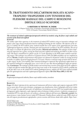 IL TRATTAMENTO DELL’ARTROSI ISOLATA SCAFO-TRAPEZIO-TRAPEZOIDE CON ...