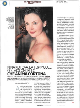 Nina Kotova: Il Venerdi. Nina Kotova, la top model, col violoncello che anima Cortona | PDF