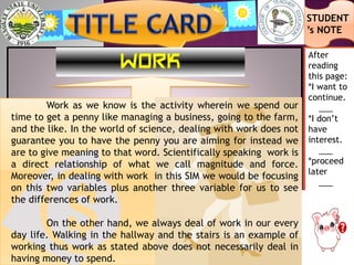 WORK: PHYSICS STRATEGIC INTERVENTION MATERIAL (IM) POWERPOINT MODULE OR ...