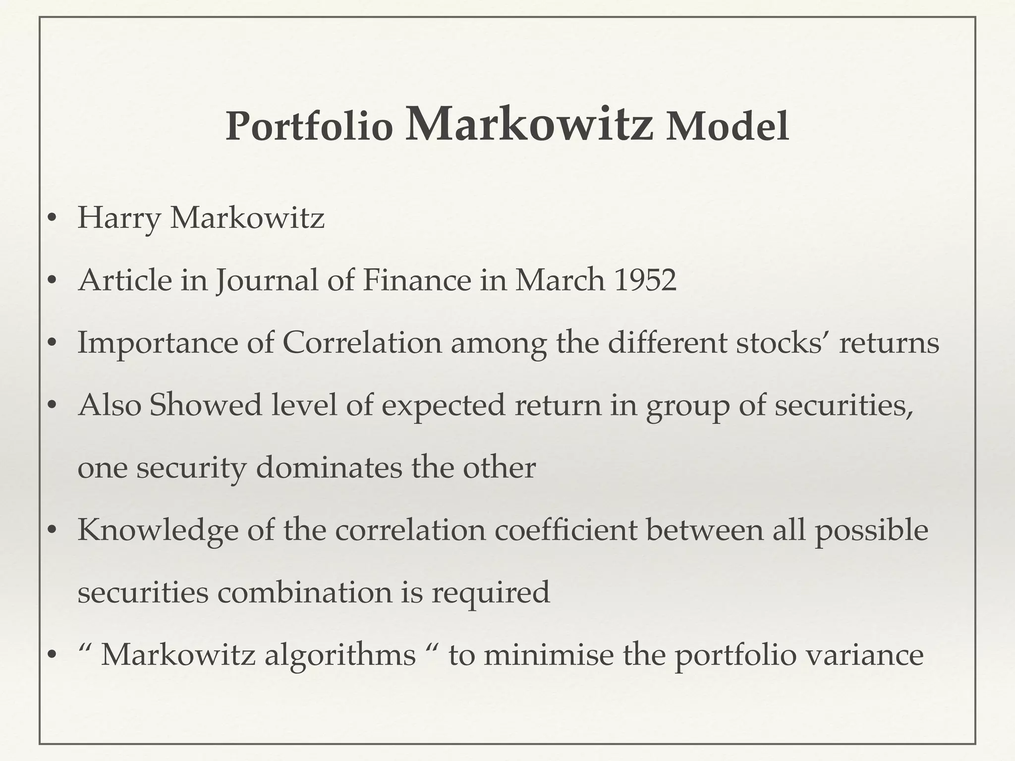 Portfolio Markowitz Model | PDF