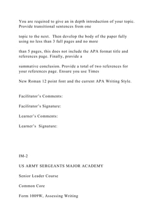 IM-1 US ARMY SERGEANTS MAJOR ACADEMY Senior Leader Cou.docx