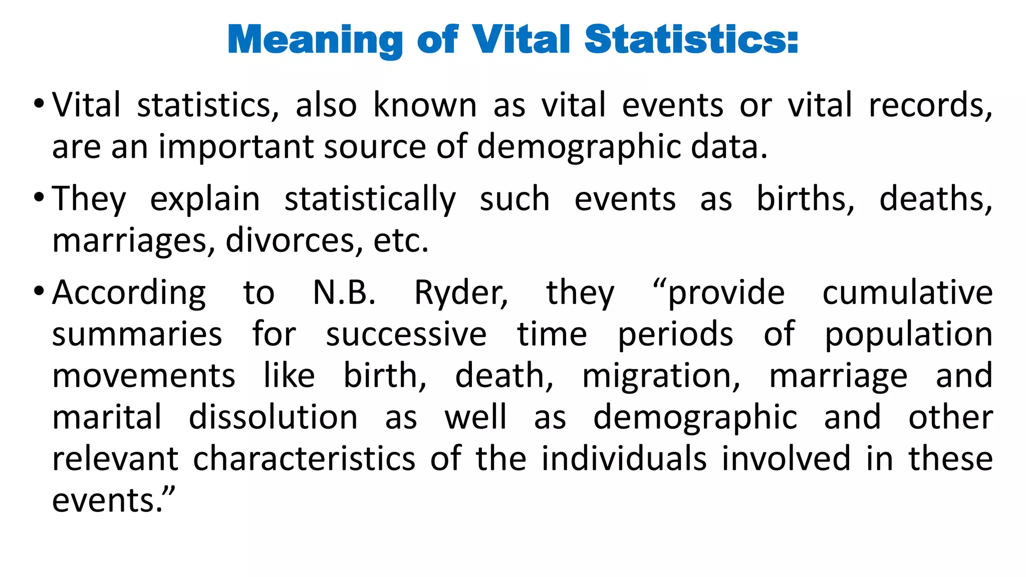Vital Statistics - Uses and Importance's | PPT