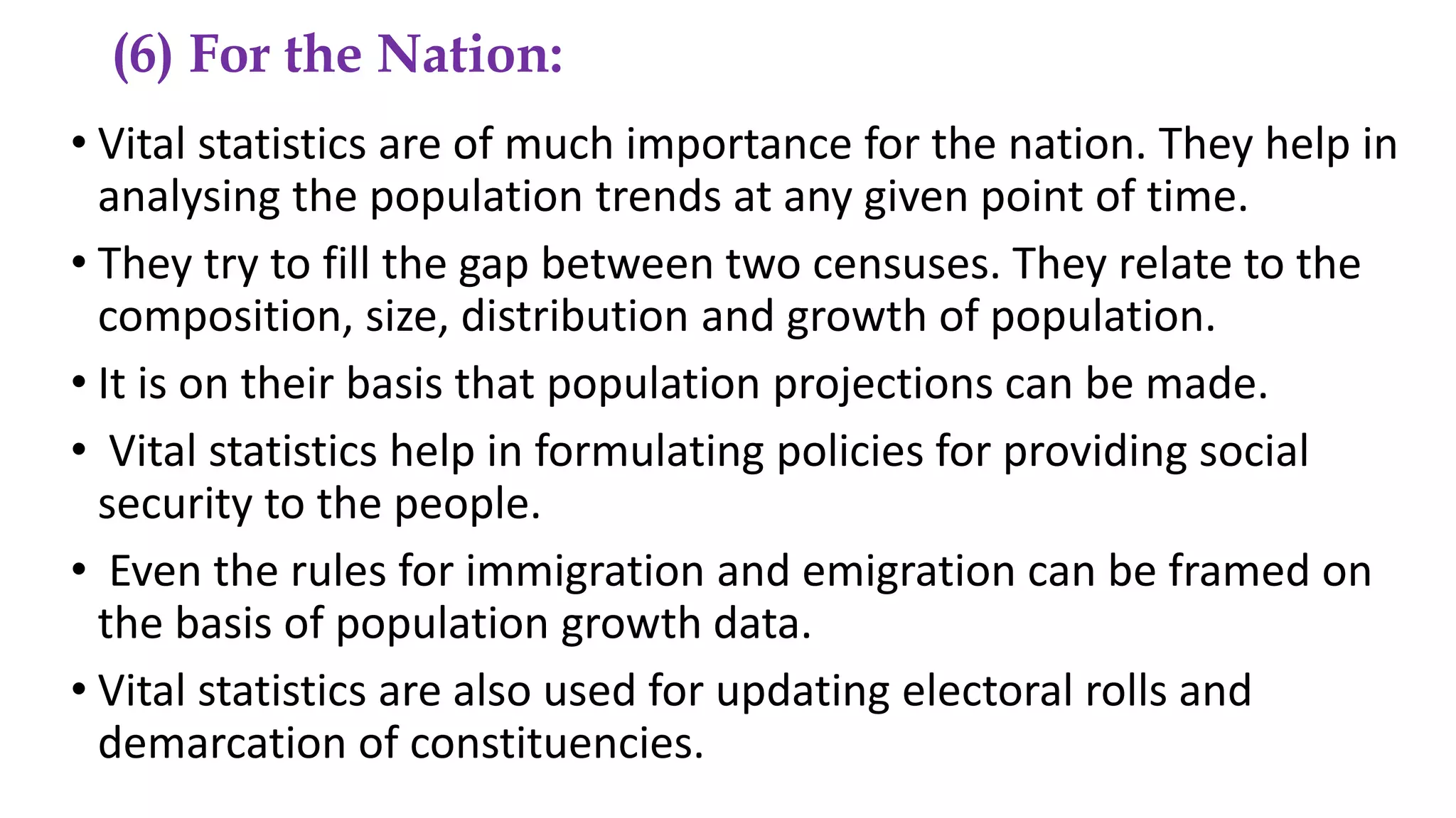 Vital Statistics - Uses and Importance's | PPT