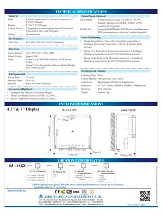 IM 42 XX Series - Intelligent Monitoring System - 4 to 20mA catalogue | PDF