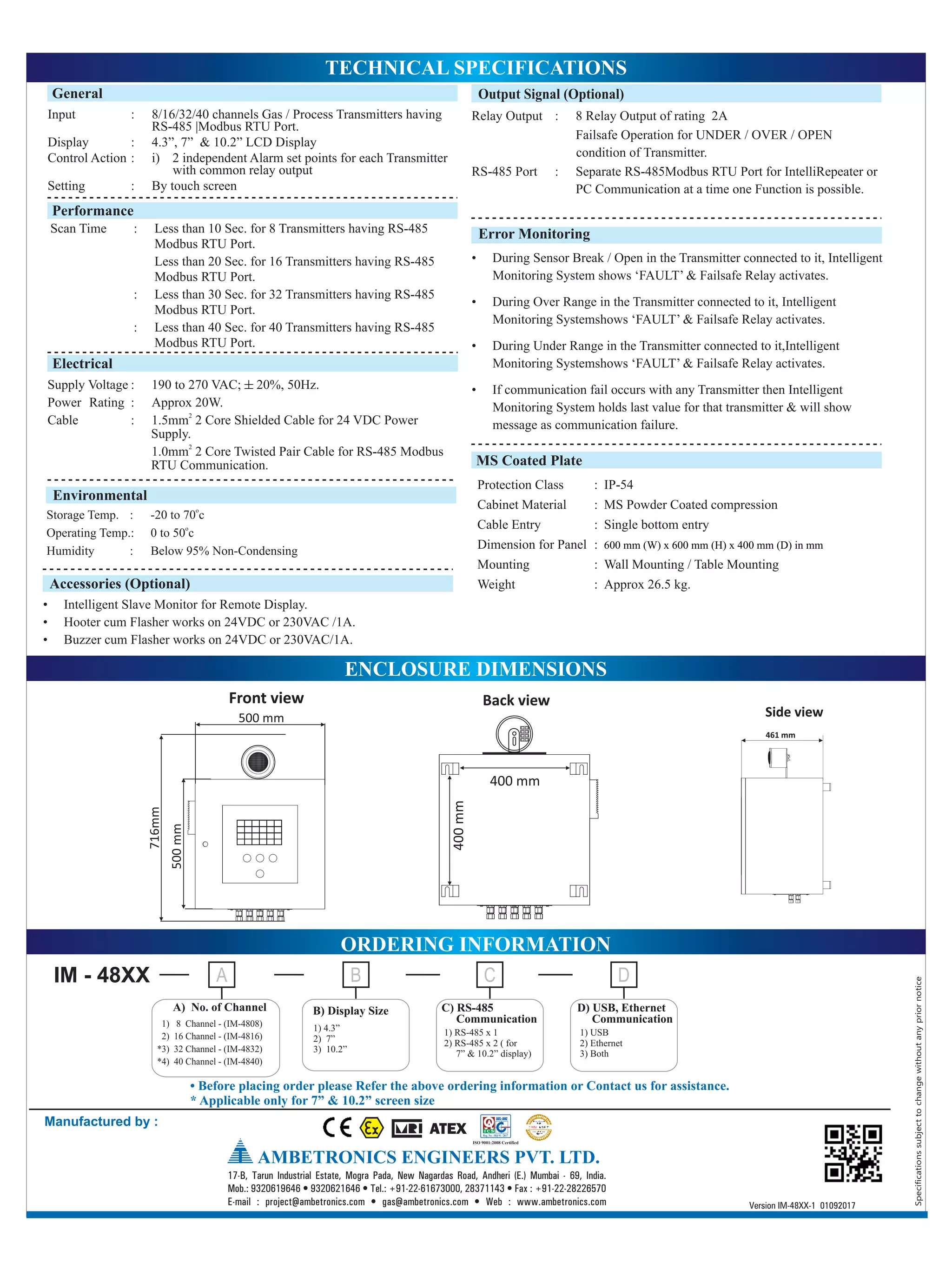 IM 42XX Series - Intelligent Monitoring System - Panel Mount. (Serial ...