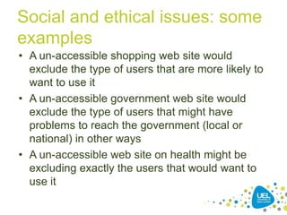 SPEL (Social, professional, ethical and legal) issues in Usability | PPT