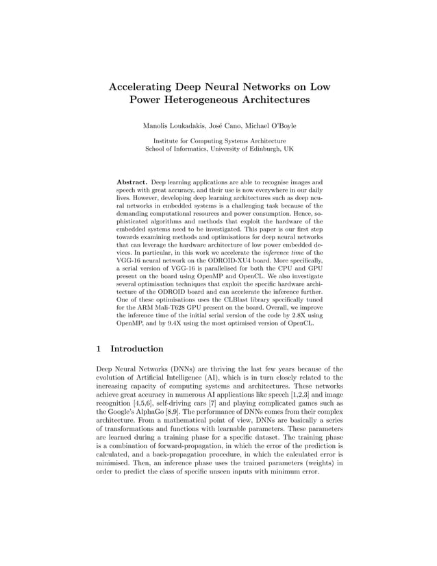 (Im2col)accelerating deep neural networks on low power heterogeneous architectures | PDF