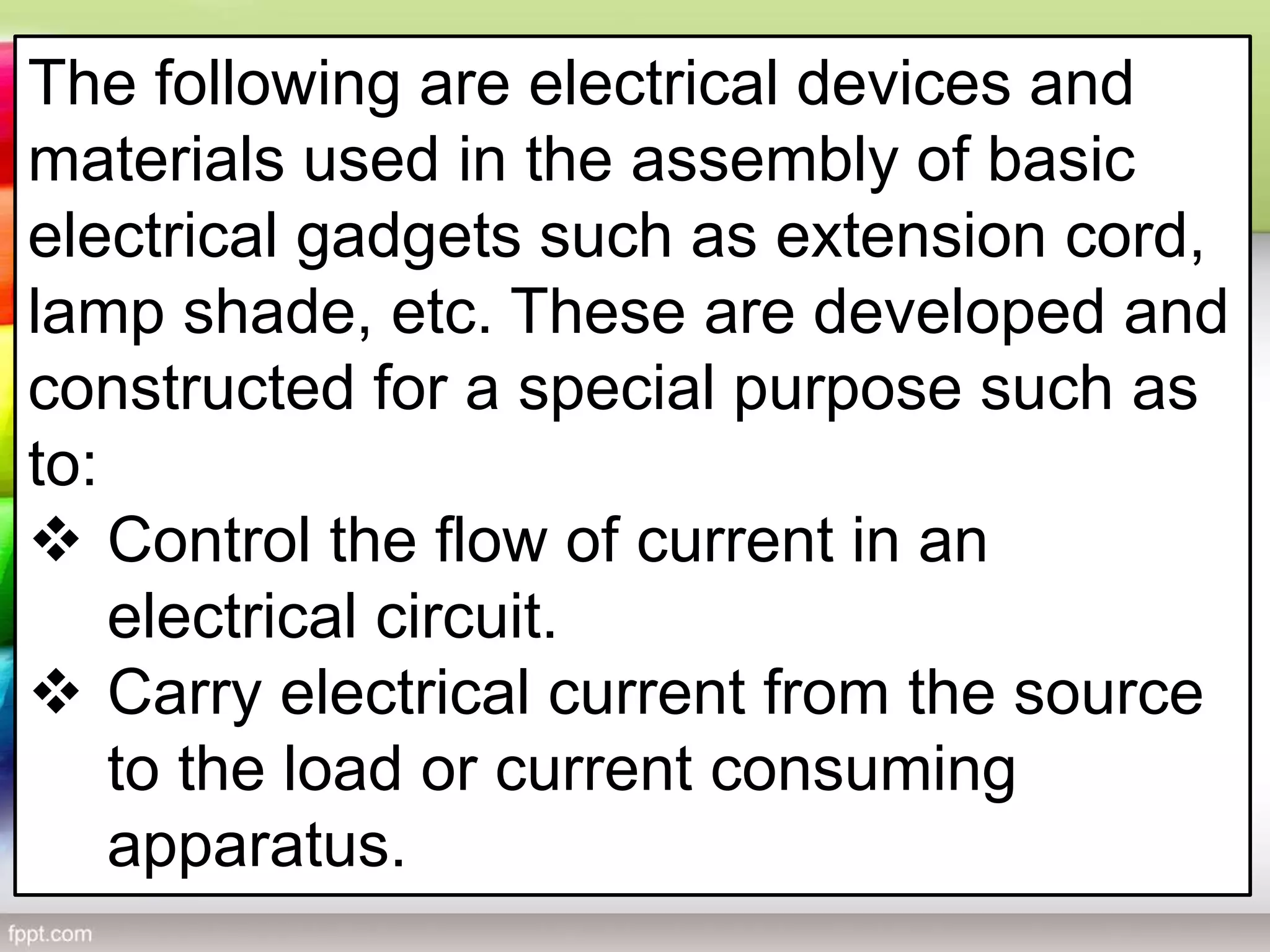 Electrical Supplies and Materials | PPTX