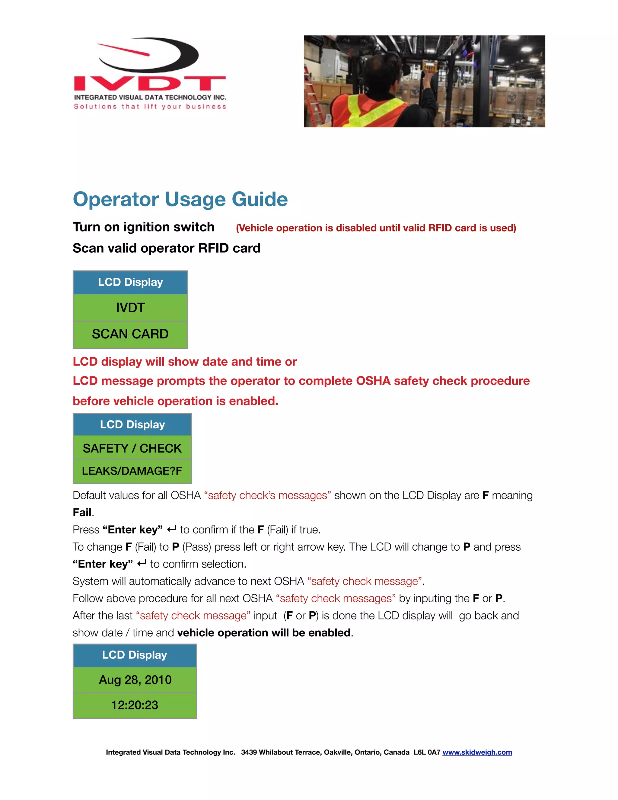 Forklift impacts, IM3 RFID operator card access control | PDF