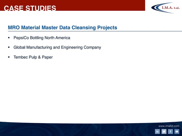 MRO Material Master Data Cleansing Case Studies | PPT