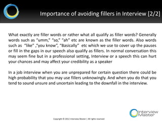 Fillers | PPTX | Resume Writing and Advice | Job Search