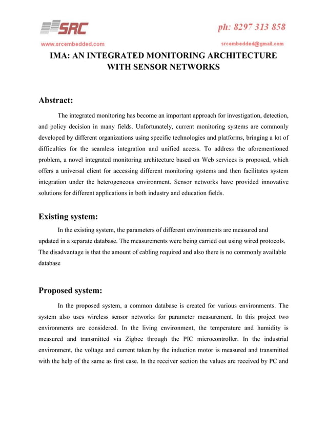 Ima An Integrated Monitoring Architecture With Sensor Networks Pdf