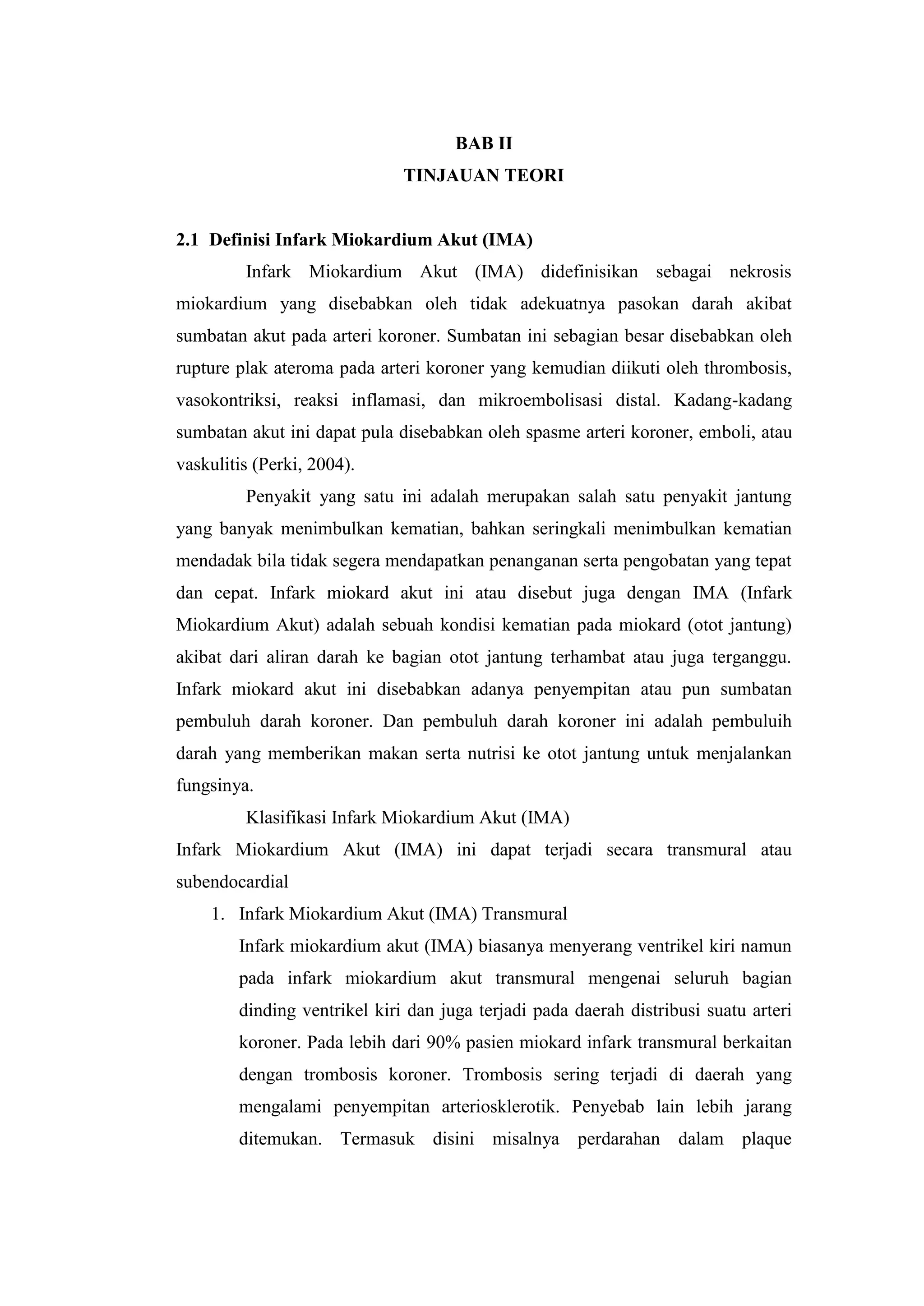 Asuhan Keperawatan IMA (Infark Miokardium Akut) | DOCX