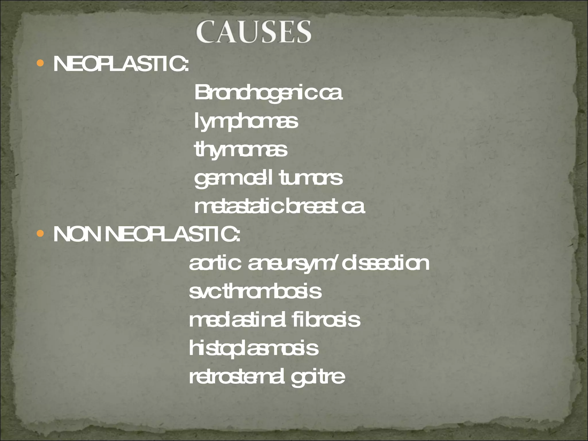 CXR: Superior vena caval syndrome | PPT