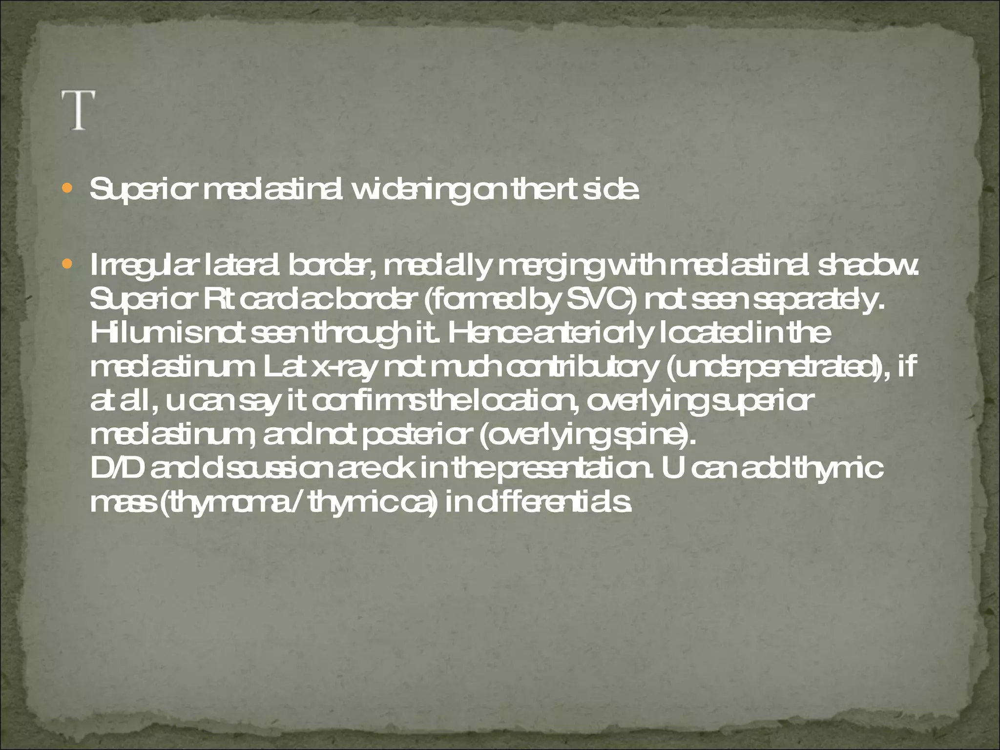 CXR: Superior vena caval syndrome | PPT