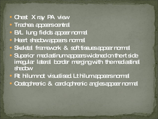 CXR: Superior vena caval syndrome | PPT
