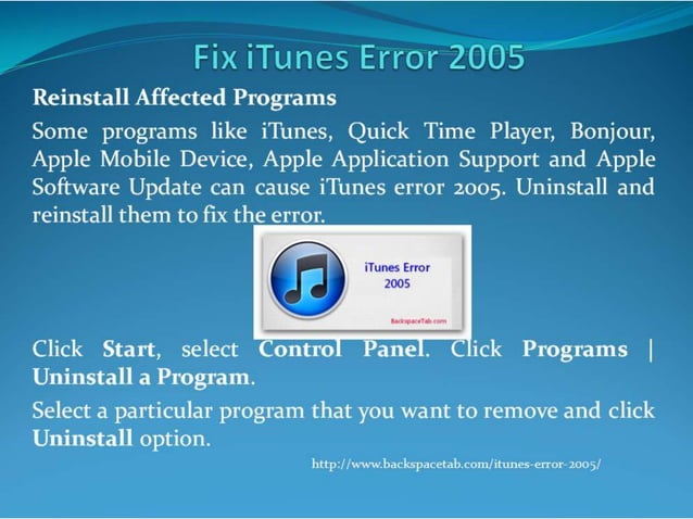 Fix iTunes Error 2005 | PPTX