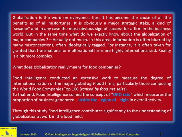 Globalization of World Food Companies - 2013 (by Serge Guégan, FOOD ...
