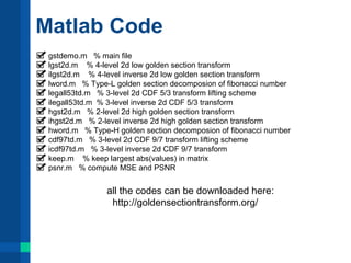 Image Compression Comparison Using Golden Section Transform, CDF 5/3 ...