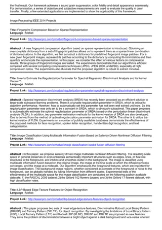 Image Processing IEEE 2014 Projects | PDF | Medical Health