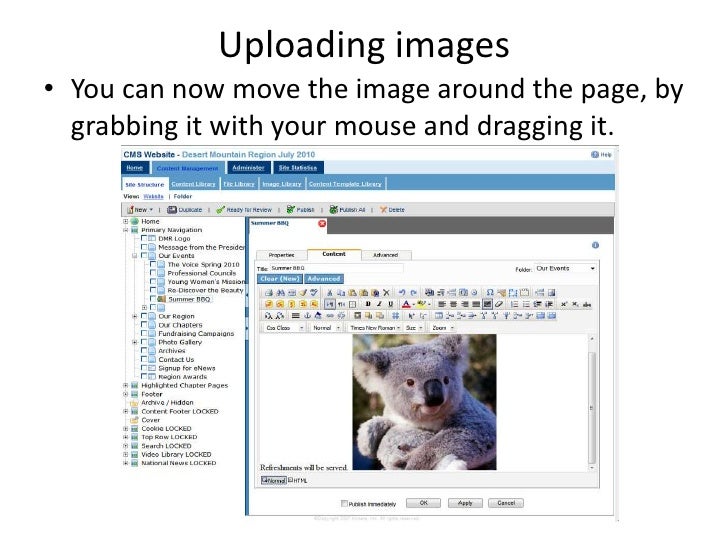Uploading images to your website.